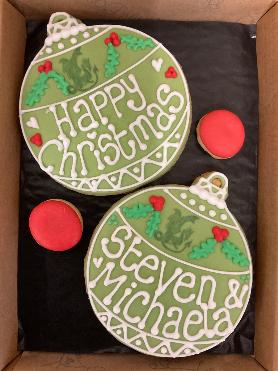 Two Christmas Baubles Corporate Cookie Box – CookieDoodleDoo